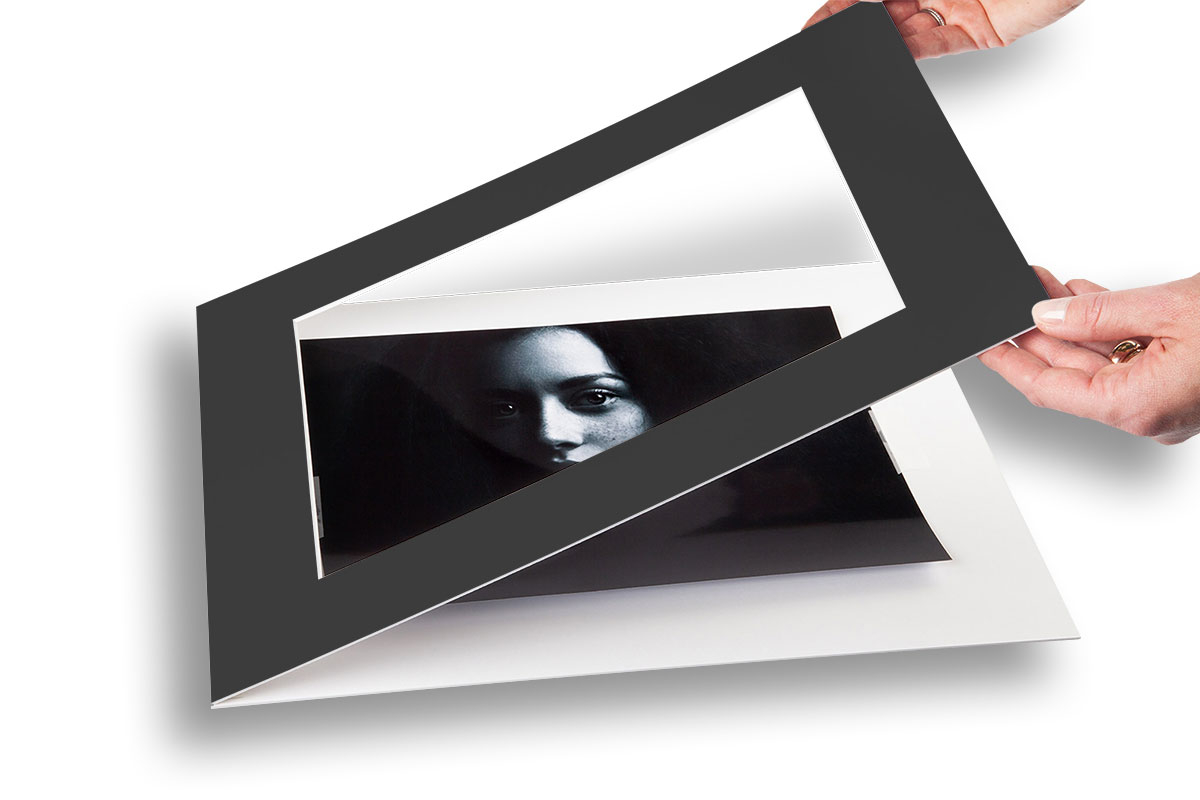 Klapp-Passepartout EVEREST11 Anthrazit, Rahmen 30x40 Foto DINA4, auch ...